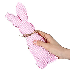 4 Pieces Easter Decor Farmhouse Rustic Bunny Decor Stuffed Bunny Ornaments Easter Centerpiece Decorations Easter Rabbit Figurine for Easter Basket Fillers Tiered Trays (Chic Style)