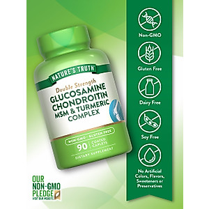 Nature's Truth Glucosamine Chondroitin MSM Complex | 90 Caplets | Double Strength Supplement | Non-GMO & Gluten Free