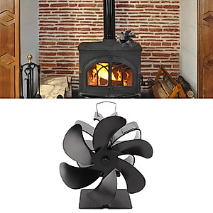 TITA-DONG Mini Stove Fan, 6 Blade Eco Thermal Fan, Black Fireplace Fan with Handle, Energy Efficiency Heat Powered Fan for Wood, Gas, Peellet, High Speed and High Temperature Resistance