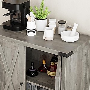 IDEALHOUSE Buffet Cabinet Farmhouse Storage Cabinet with Doors and Shelves, Buffets and Sideboards Entryway Cabinet with Storage Accent Console Cabinet for Living Room, Dining Room (Rustic Grey)