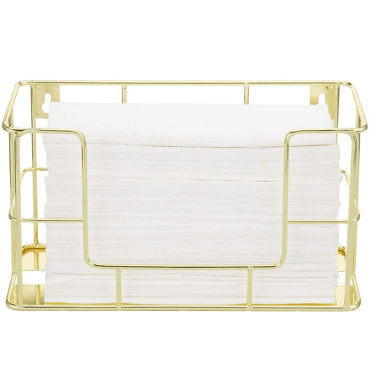 MyGift Modern Brass Tone Metal Wire Commercial Wall Mounted or Tabletop Paper Folded Towel Holder Dispenser Rack