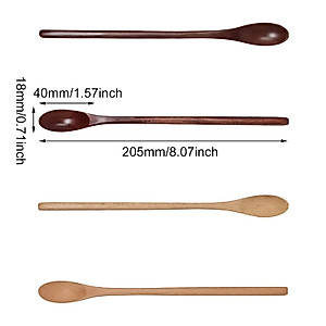 Honbay 4PCS Long Handle Wooden Coffee Spoons Wood Mixing Teaspoons Iced Tea Spoons for Espresso Milkshake Cold Drink and Spices (2 Color)