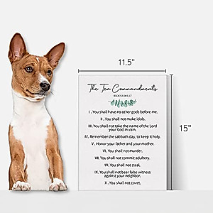 the Ten Commandments Bible Verse Canvas Painting Framed Wall Art Decor for Living Room Bedroom, Exodus 20:1-17 Christian Scripture Canvas Poster Print Decorative Gift