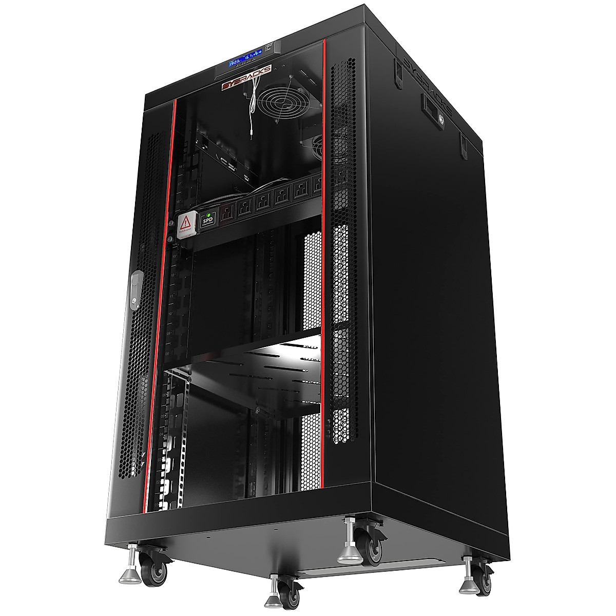 Sysracks 18U 24inch Deep Server Rack Cabinet It Enclosure Premium Series Data It Locking Under Desk Network Rack with Wheels PDU and Other Accessories