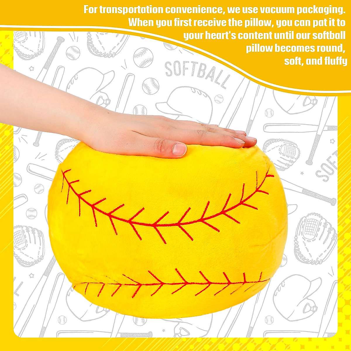 Gerrii 4 Pcs Basketball Softball Football Soccer Volleyball Tennis Pillow 3D Sports Pillow Fluffy Plush Stuffed Throw Pillow Sport Theme Cushion Plush Stuffed Pillow Gift Decor (Softball,10 Inch)