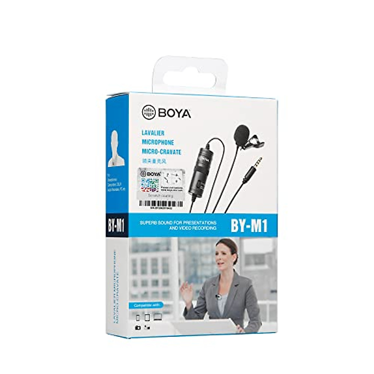 BOYA BY-M1 3.5mm Electret Condenser Microphone with 1/4" adapter for Smartphones iPhone DSLR Cameras PC