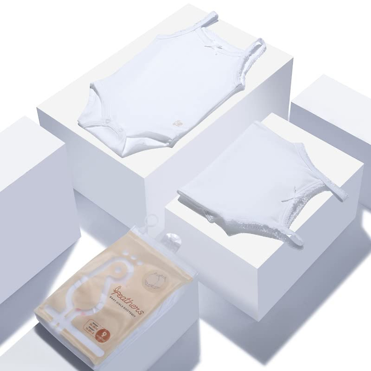 Feathers Baby Girls 100% cotton super soft One-piece Bodysuits 2-Pack