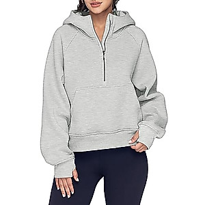 AUTOMET Half Zip Pullover for Women Quarter Zip Sweatshirts Hoodies Cropped Fleece Sweaters Fall Outfits Winter Clothes Fashion 2023 Grey