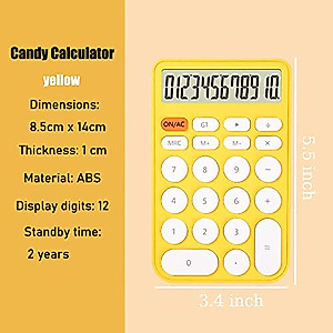 Standard Calculator 12 Digit,Desktop Large Display and Buttons,Calculator with Large LCD Display for Office,School, Home & Business Use,Automatic Sleep,with Battery,with Battery (Yellow and White)