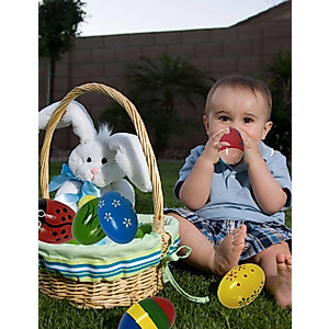 Wooden Egg Shakers Musical Instruments for Babies, 6 Pack Fun Percussion Instruments Perfect for Easter Basket Stuffers Great Toys for Kids Boys and Girls 1 to 3 Years Old Ideal for Easter Hunts