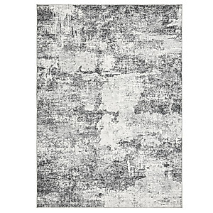 DMOYEST Living Room Area Rugs - 9x12 Abstract Large Soft Indoor Washable Rug Neutral Modern Low Pile Carpet for Bedroom Dining Room Farmhouse Home Office - Grey