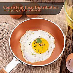 SHINEURI Mini 6 1/2" Inch Nonstick Copper Pan Nonstick Pan Copper Fry Pan Copper Nonstick Pan Copper Ceramic Pan Mini Nonstick Omelet Pan Copper Frying Pan Mini Pan Extra Small Pan for 1 Person Meal