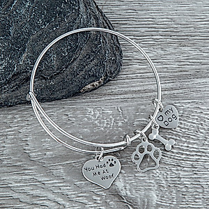 Infinity Collection Dog Charm Bracelet - Paw Print Jewelry- Dog Lovers Bracelet- Dog Owner Bangle - Gift for Dog Lovers
