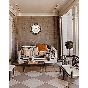 SkyNature Outdoor Clocks Waterproof, Large Outdoor Clock and Thermometer, Silent Wall Clocks Battery Operated, 18 Inch Decorative Rustic Farmhouse Wall Clock for Patio - Bronze