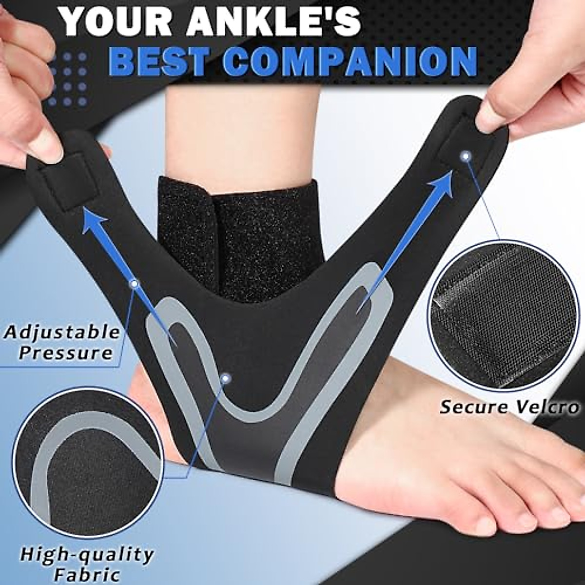 beister 1 Pair Ankle Support Breathable Neoprene Compression Ankle Brace for Men and Women, Elastic Sprain Foot Sleeve for Sports Protect, Arthritis, Plantar Fasciitis, Achilles tendonitis, Recovery