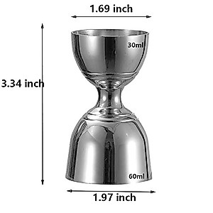 Jigger, Stainless Steel Jigger 2 oz 1 oz, Premium Vintage Double Jigger for Bartending, Cocktail Jigger Mirror Polish Finished for any Home Bar or Professional Craft Bar Setup