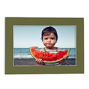 8x10 Mat Bevel Cut for 5x8 Photos - Acid Free Dill Green Precut Matboard - For Pictures, Photos, Framing - 4-ply Thickness