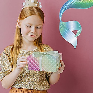 Mermaid Scale Wrapping Papers, 8 Sheets 4 Styles Mermaid Gift Wrapping Paper, Colorful Wrapping Paper For Girls Women Boys Men For Fancy Birthday Party Baby Shower, Folded Flat 20x28 Inch Per Sheet