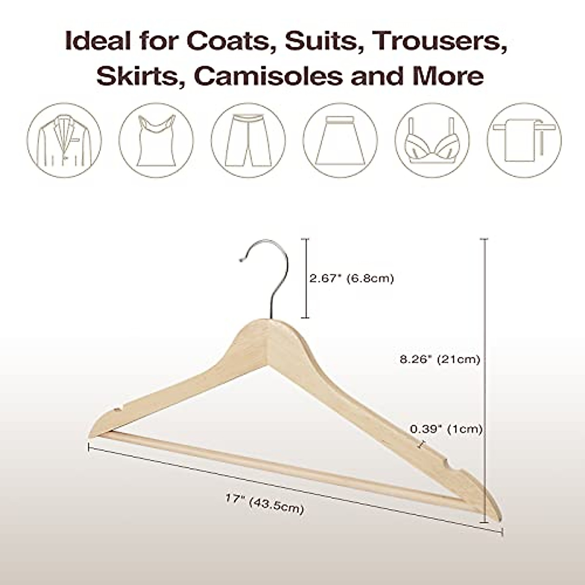 FairyHaus Wooden Hangers 20 Pack, Natural Wood Hangers with 360° Swivel Hook and Notches, Slim & Lightweight Hangers Wood for Clothes Coat Suit Jacket