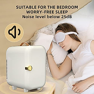 Cegsin Mini Fridge, 6 Liter/8 Cans Small Skincare Fridge, AC/DC Portable Mini Refrigerator, Compact Plug In Cooler and Warmer for Bedroom, Dorm, Office, Car, Beverage, Cosmetic & Makeup (Beige)