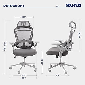 NOUHAUS ErgoFlip Mesh Computer Chair - Rolling Desk Chair with Retractable Armrest and Blade Wheels Ergonomic Office Chair, Desk Chairs, Executive Swivel Chair, Reinforced Base (Blue)