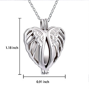 925 Sterling Silver Angel Wings Memorial Urn Locket Necklace for Ashes Jewelry Cremation Necklaces