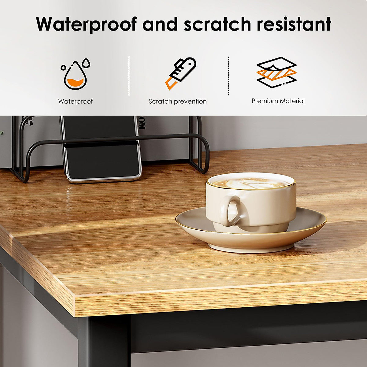 DlandHome 47 inches Medium Computer Desk, Composite Wood Board, Decent and Steady Home Office Desk/Workstation/Table, BS1-120TB Teak and Black Legs, 1 Pack