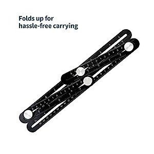 POWERTEC 80003 Universal Angle Template Tool - Easy to Use Metal Multi Angle Ruler - Ultra Precise - Easy One Hand Utility