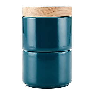 Rachael Ray Ceramics Stacking Spice/Seasoning Box Set with Lid, 2 Piece, Teal