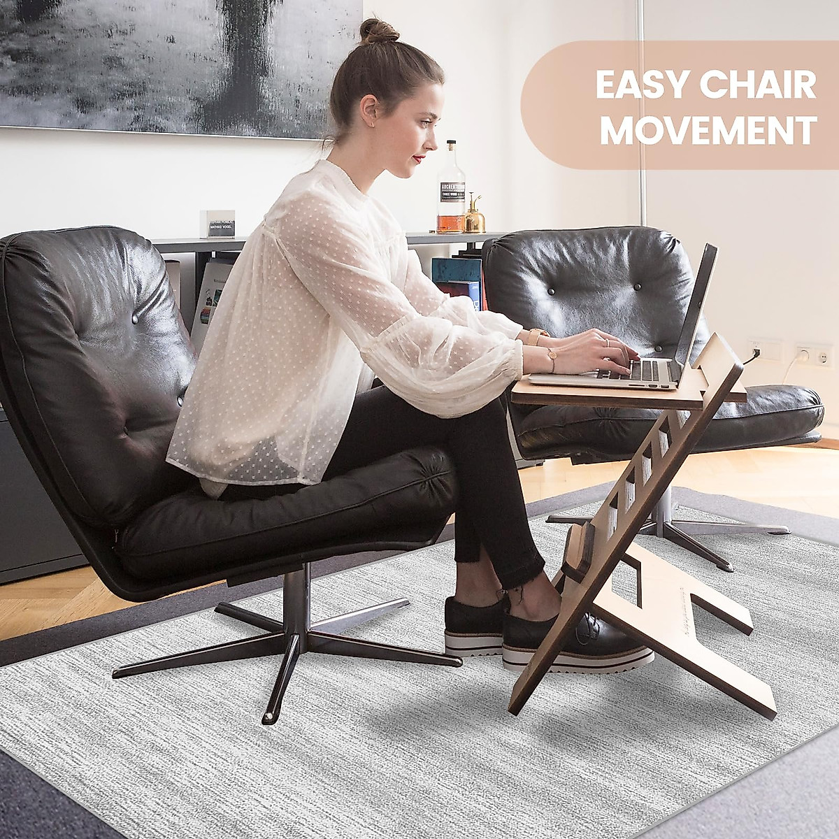 Office Chair Mat for Carpet & Hardwood Floor, 2.62 lbs Anti-Slip Hi-Q Desk Chair Mat for Hardwood&Low-Carpeted Floors, Easy to Clean Desk Floor Mat for Office Chair on Hardwood Floors 48" x 36"