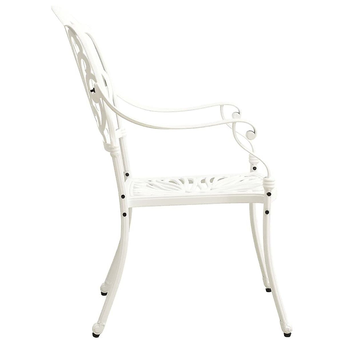 vidaXL 5 Piece Bistro Set - Outdoor Cast Aluminum Patio Furniture with Umbrella Hole - Weather-Resistant, Durable and Comfortable - White