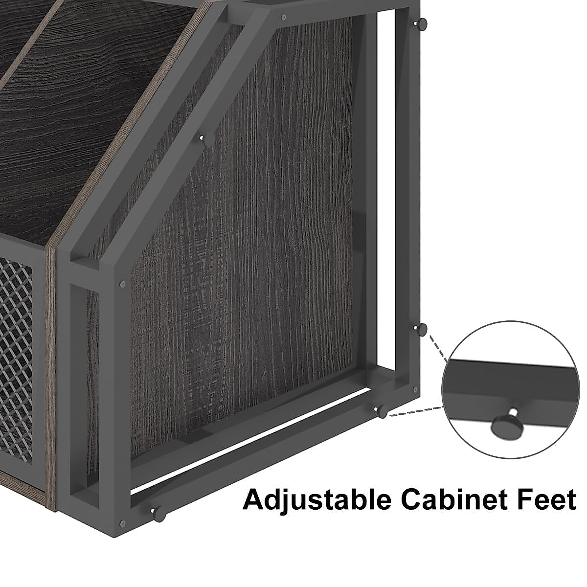 IBF Tall Corner Bar Cabinet, Large Wood and Metal Liquor Cabinet with Wine Rack, Industrial Corner Wine Cabinet with Adjustble Shelf Storage, Home Bar Unit for Kitchen Living Room, Dark Gray, 71 Inch