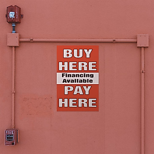 Door Decals Vertical Vinyl Stickers Multiple Sizes Buy Here Pay Here Financing Available Red Industrial Vinyl Luggage & Bumper Stickers for Cars Business 8x12Inches