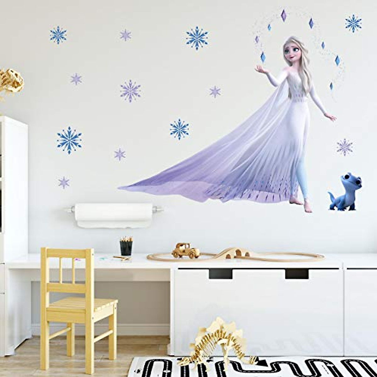 TUWUNA Frozen 2 Wall Decals,Giant Elsa Stickers Girl's Cartoon Bedroom Background Wall Decoration Self-Adhesive Wall Sticker for Party Decorations,Party Decal for Kids Party Favors