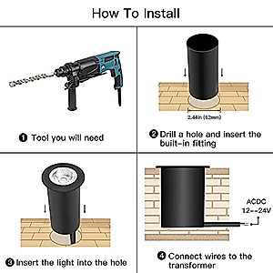 RNEHON 10W In-Ground Well Light,Voltage 12-24V, In-Ground Lighting, Low Voltage Landscape Pathway Lights, IP67 Waterproof, Aluminum, 3000K Outdoor Lighting for Yard,Lawn,Garden,Patio,Pack of 6