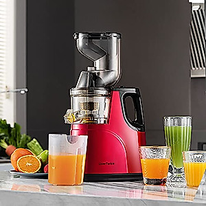 OverTwice Slow Masticating Juicer Cold Press Juice Extractor Apple Orange Citrus Juicer Machine with Wide Chute Quiet Motor for Fruit Vegetables