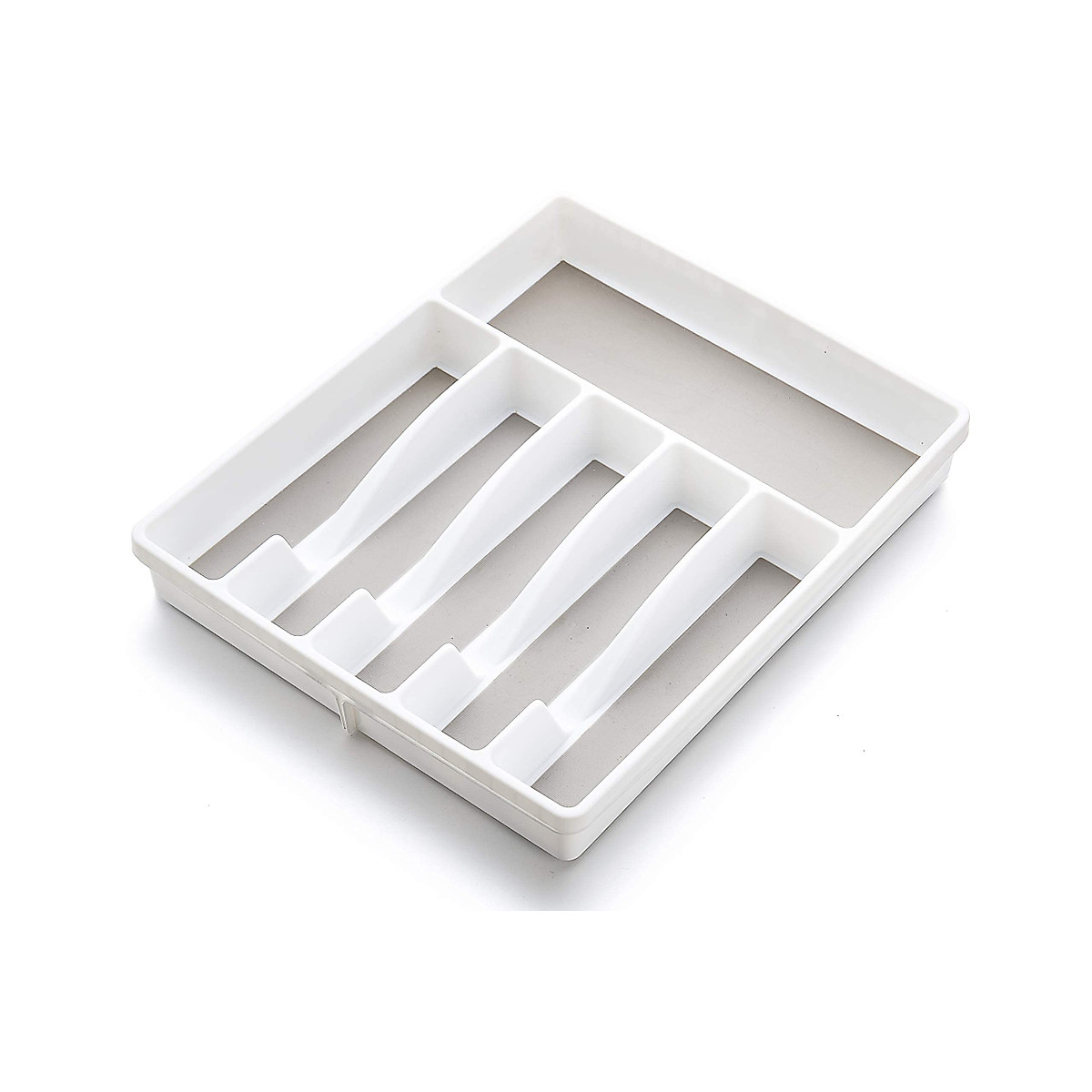 JINAMART Silverware Organizer Tray,Kitchen Utensils Holder and Cutlery Tray with Grooved Drawer Dividers,6-Compartments,Kitchen Drawer Organizer,Non-Slip Rubber Feet,BPA-Free (Expandable-compartment)