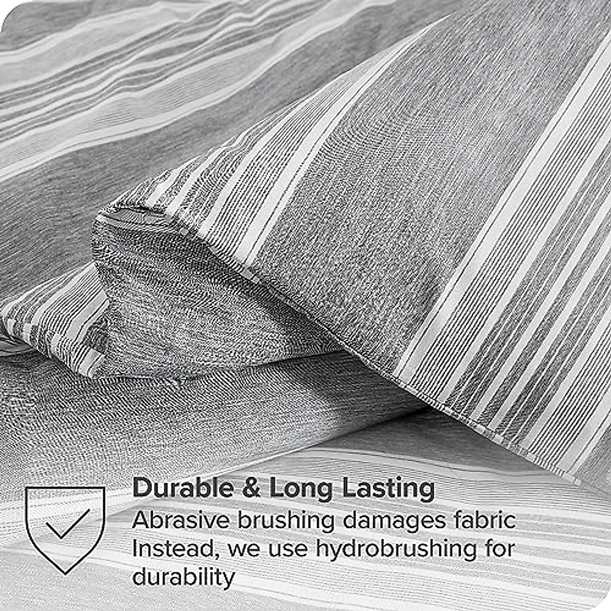 Bare Home Queen Size - Premium 1800 Super Soft Duvet Covers Collection - Lightweight, Soft Textured Bedding Duvet Cover (Queen, Stripe - Heathered Charcoal)