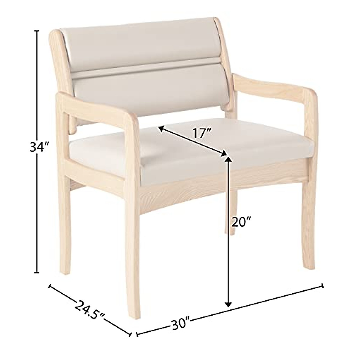 Wooden Mallet DWBA3-1 Valley Bariatric Guest Chair, Light Oak/Cream