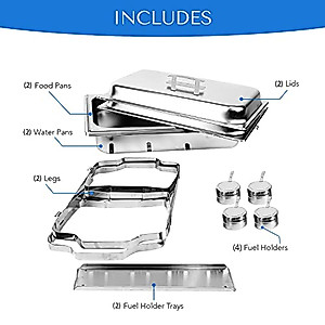 ALPHA LIVING 70012-Gray 2 Pack 8QT Chafing Dish High Grade Stainless Steel Chafer Complete Set, 8 Qt, Alpine Gray Handle