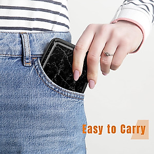 Rimilak Aluminuml Credit Card Holder, Mini Credit Card Wallet RFID Blocking Slim Metal Hard Case for Women Men, Black Mable