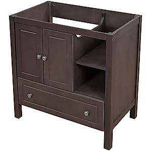 Merax 30" Bathroom Vanity Base Only,Solid Wood Frame,Bathroom Storage Cabinet with Doors and Drawers,Brown