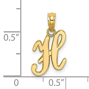 14K Yellow Gold Dainty Letter H Initial Name Monogram Necklace Charm Pendant Only