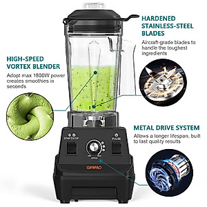 OMMO Professional Blender, Countertop Blenders for Kitchen Max 1800W, Home and Commercial Blender with Timer, 68oz BPA Free Blender for Shakes and Smoothies, Nuts, Ice and Fruits, Dishwasher Safe