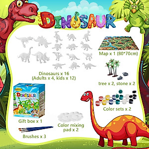 Retruth Dinosaur Painting Kit for Kids, Dinosaur Toys for Kids Age 4 5 6 7 8, Paint Your Own Dinosaur Arts & Crafts Painting Kits for Kids Age 4-8, for Kids Boys Girls