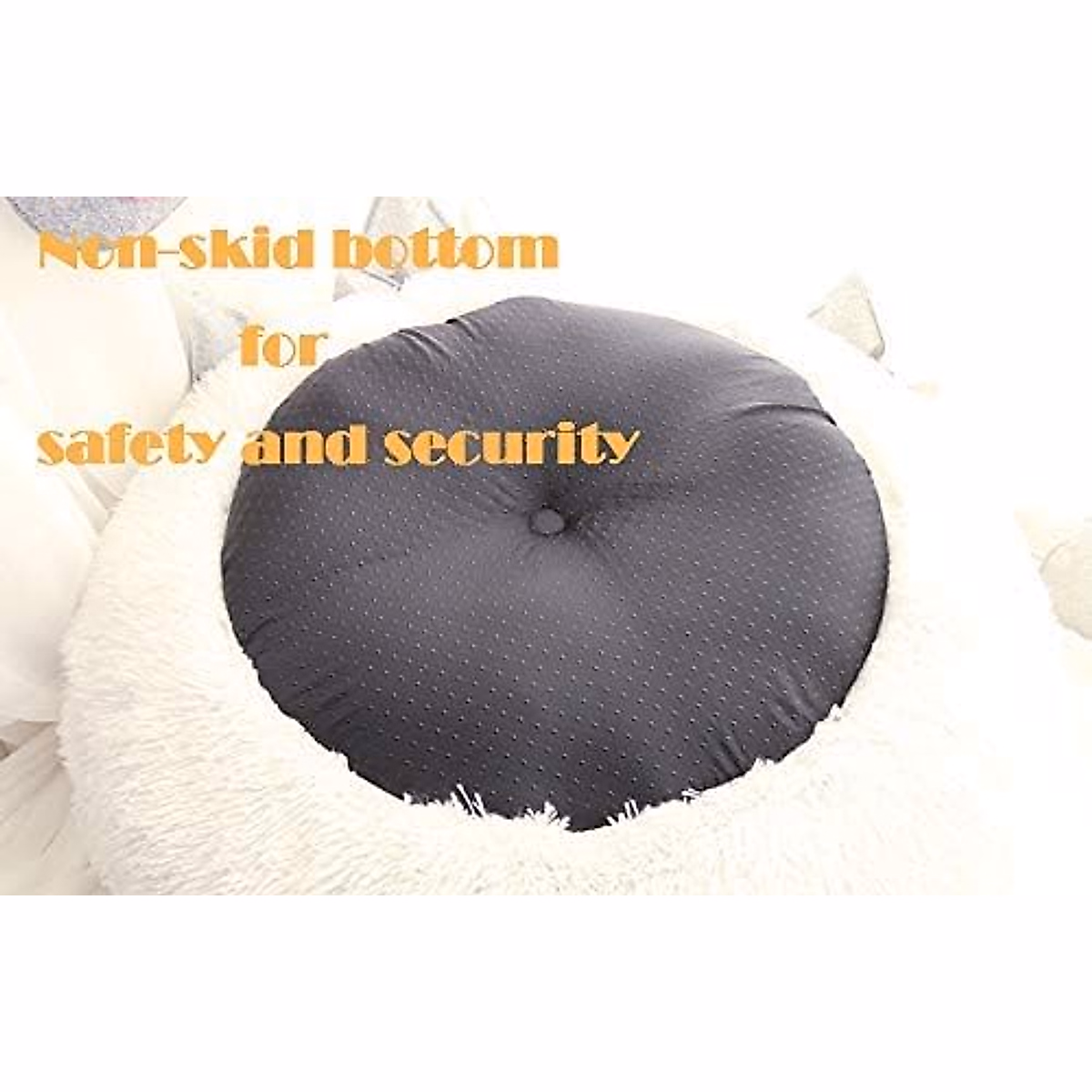 BODISEINT Modern Soft Plush Round Pet Bed for Cats or Small Dogs, Mini Medium Sized Dog Cat Bed Self Warming Autumn Winter Indoor Snooze Sleeping Cozy Kitty Teddy Kennel (24'' D x 8'' H, Dark Grey)