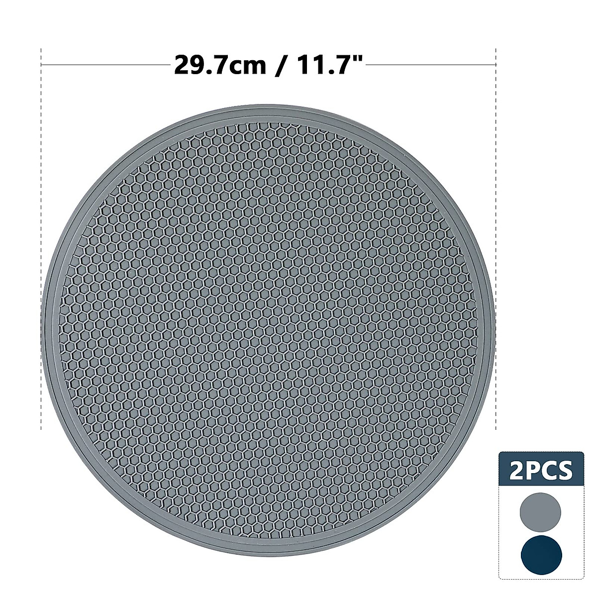 Webake Silicone Microwave Mat 12 Inch Round Large Trivet 2 Pack Non-Slip Microwave Turntable Pad, Giant Pot Holders Drying Placemat for Hot Pot Pans Bowls Plates Dishes Kitchen Counter