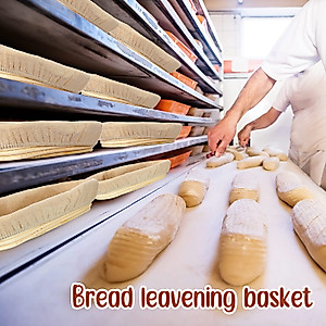 4 Pieces 13.8 Inch Banneton Bread Proofing Basket Oval Long Bread Proofing Basket Banneton Basket Dough Proofing Basket with Liners and Scatters for Home Sourdough Bread Baking