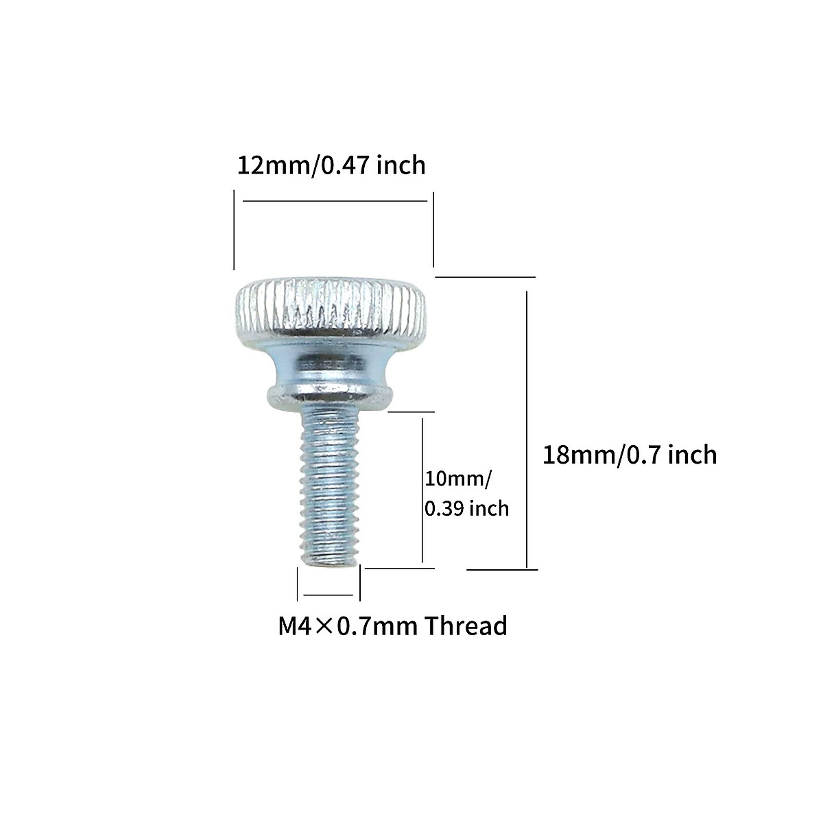 50 Pieces Flat Knurled Head Fully Threaded Thumb Screws Bolts Fastener, Thumbscrew Threaded Knurled Grip Knobs Thumb Screw (M4x10)