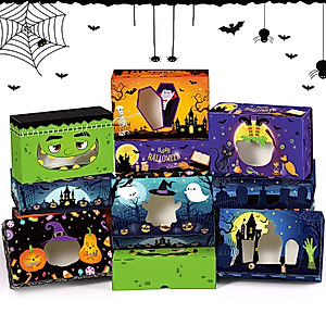 Pasimy 36 Pcs Halloween Cookie Boxes with Window 8.7 x 5.5 x 2.8 Inch Halloween Treat Boxes Bulk Trick or Treat Cupcake Candy Dessert Containers for Halloween Bakery Pastry Packaging Supplies